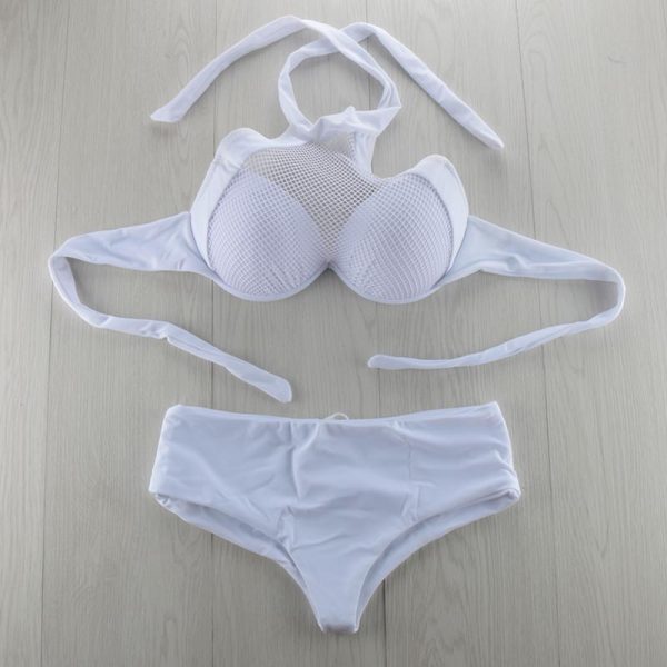 Brazilian Bikini White Netted Top with a high neckline | At the Bumbum ...